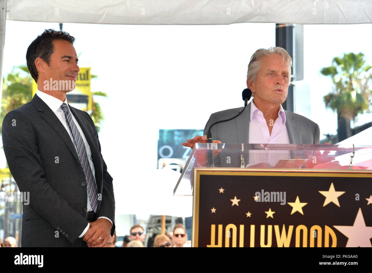 Los Angeles, USA. September 13, 2018: Eric McCormack & Michael Douglas ...