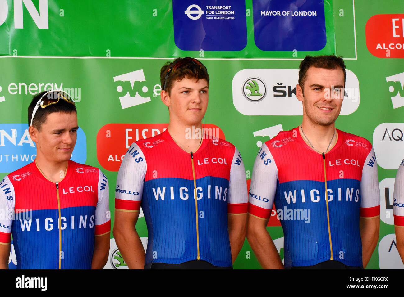 Tom Pidcock, James Fouche and Mark Downey of Team Wiggins at the OVO ...