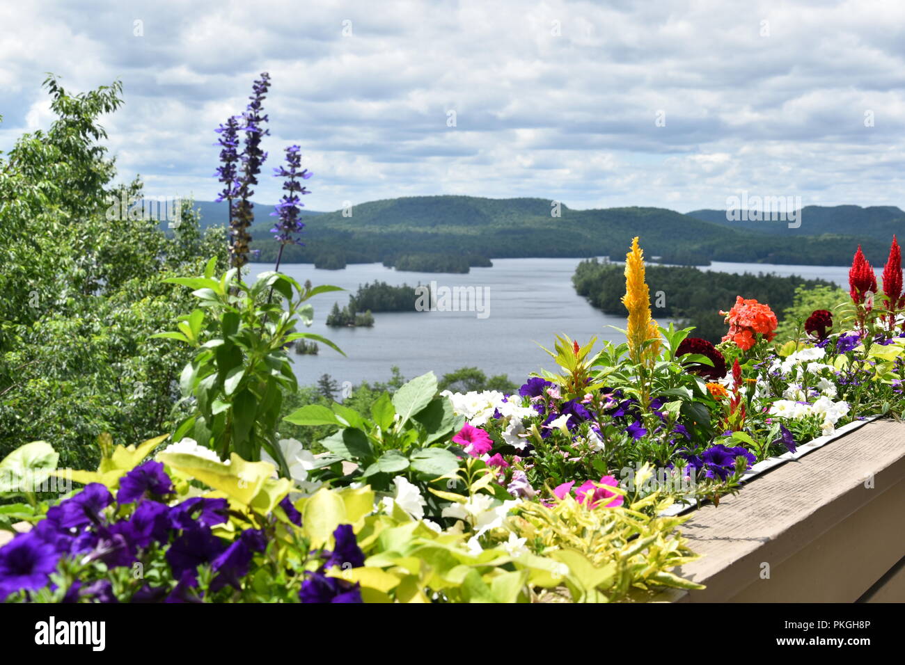 The view of Blue Mountain Lake seen from the Adirondack Museum in the ...