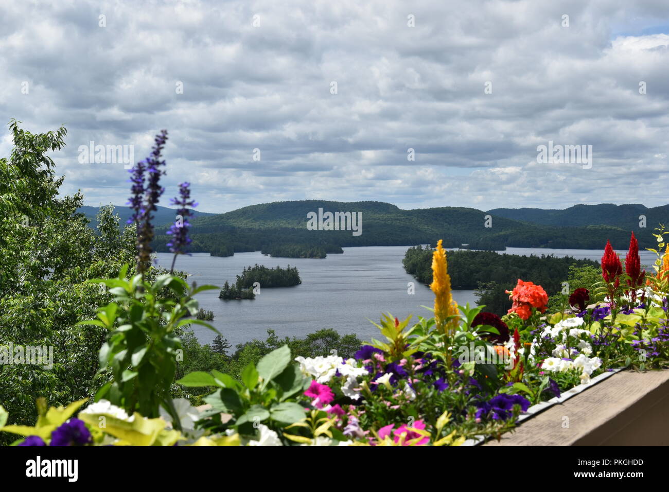 The view of Blue Mountain Lake seen from the Adirondack Museum in the ...