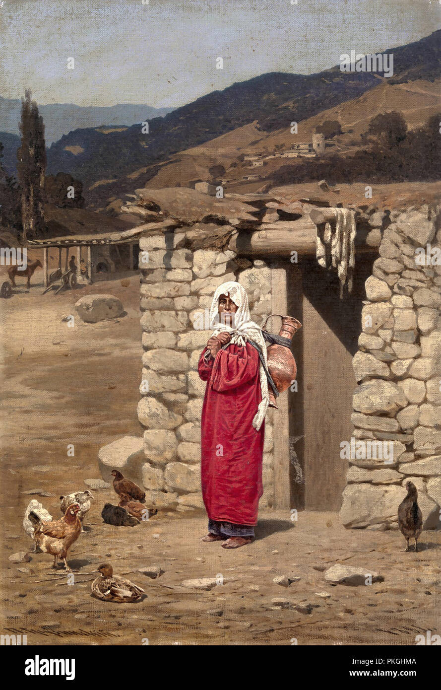 Gruzinsky Petr Nikolaevich - Peasant Carrying Water Stock Photo - Alamy