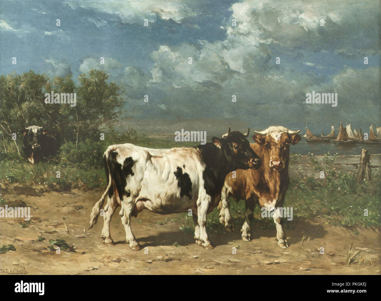 Haas Johannes Hubertus Leonardus De - Koeien in Landschap Stock Photo ...