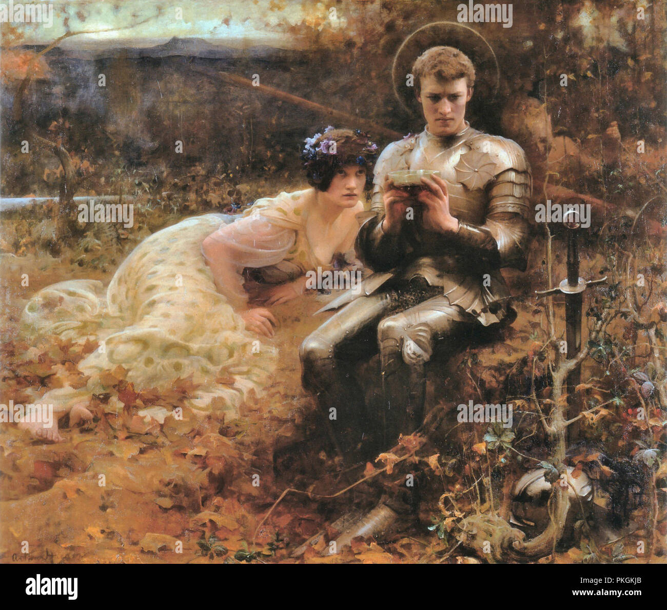 Hacker Arthur - the Temptation of Sir Percival Stock Photo - Alamy