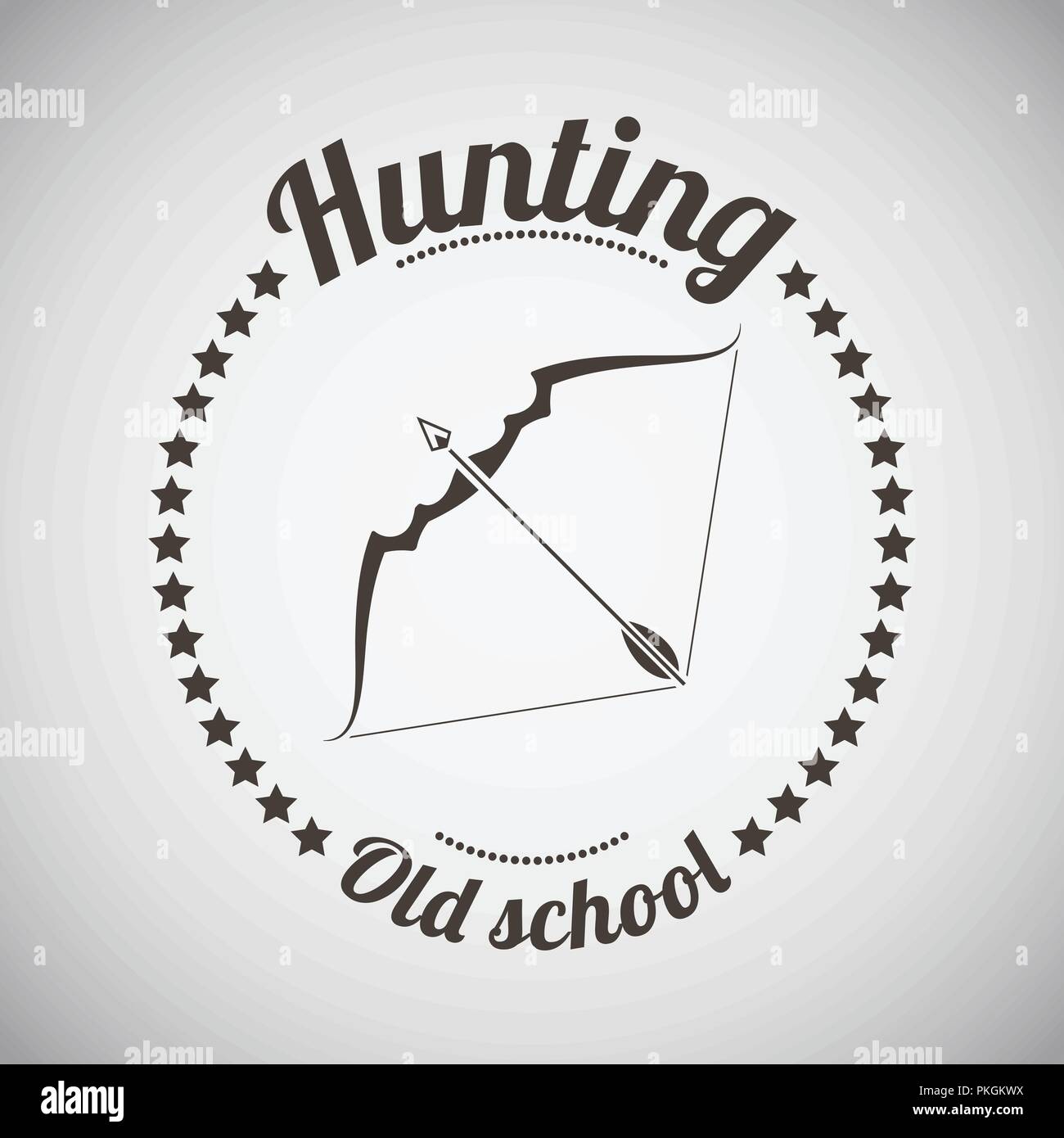 Hunting Vintage Emblem. Bow With Arrow. Dark Brown Retro Style. Vector ...