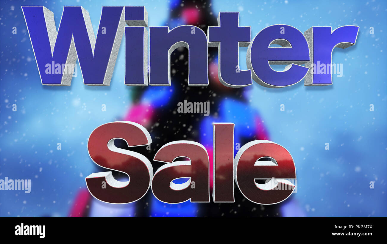 Winter Sale 3D Text. Beautiful Metal And Snow Text Effect With Snow ...