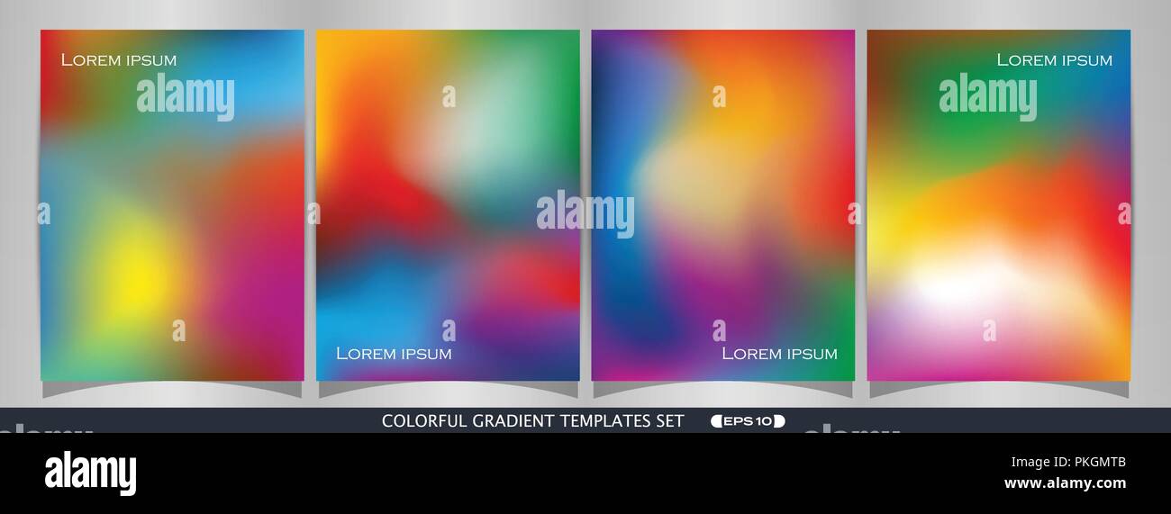 Abstract of colorful gradient template set background, illustration ...