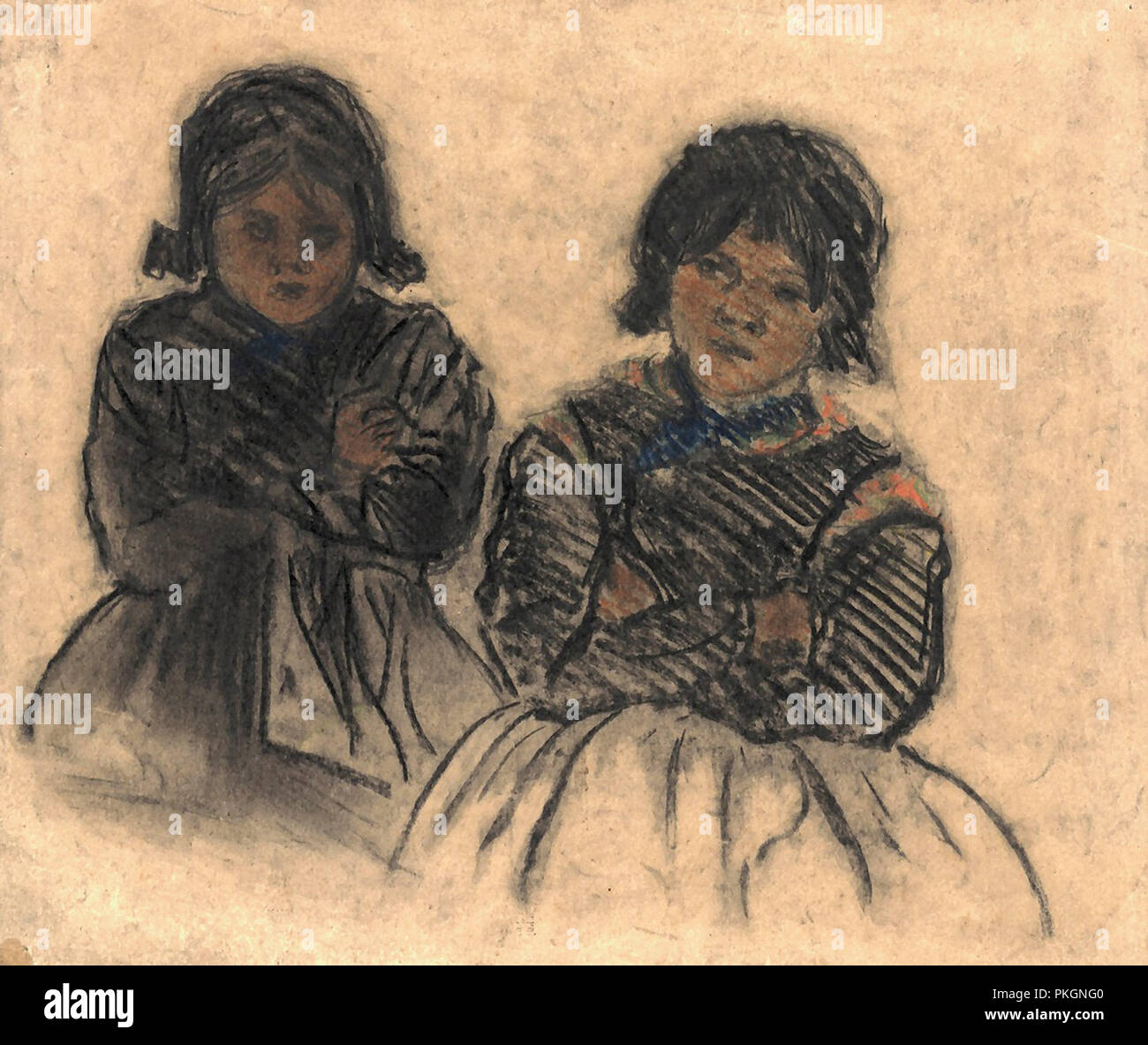 Hamilton Blanche Douglas - Twee Meisjes Met De Armen over Elkaar Stock ...