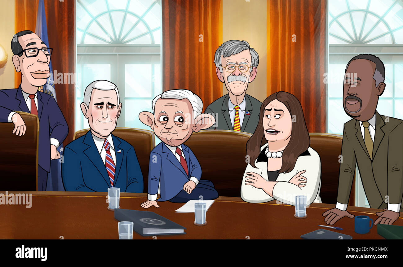 OUR CARTOON PRESIDENT, from left: Steve Mnuchin (voice: Zach Smilovitz ...