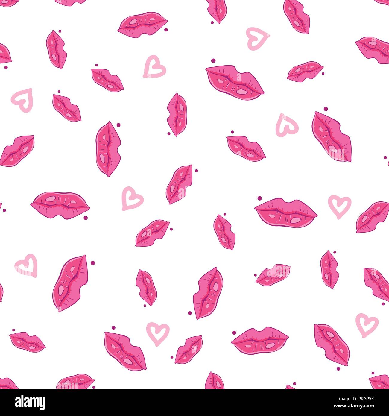 Kiss lips seamless pattern. Vector illustration isolated on white ...