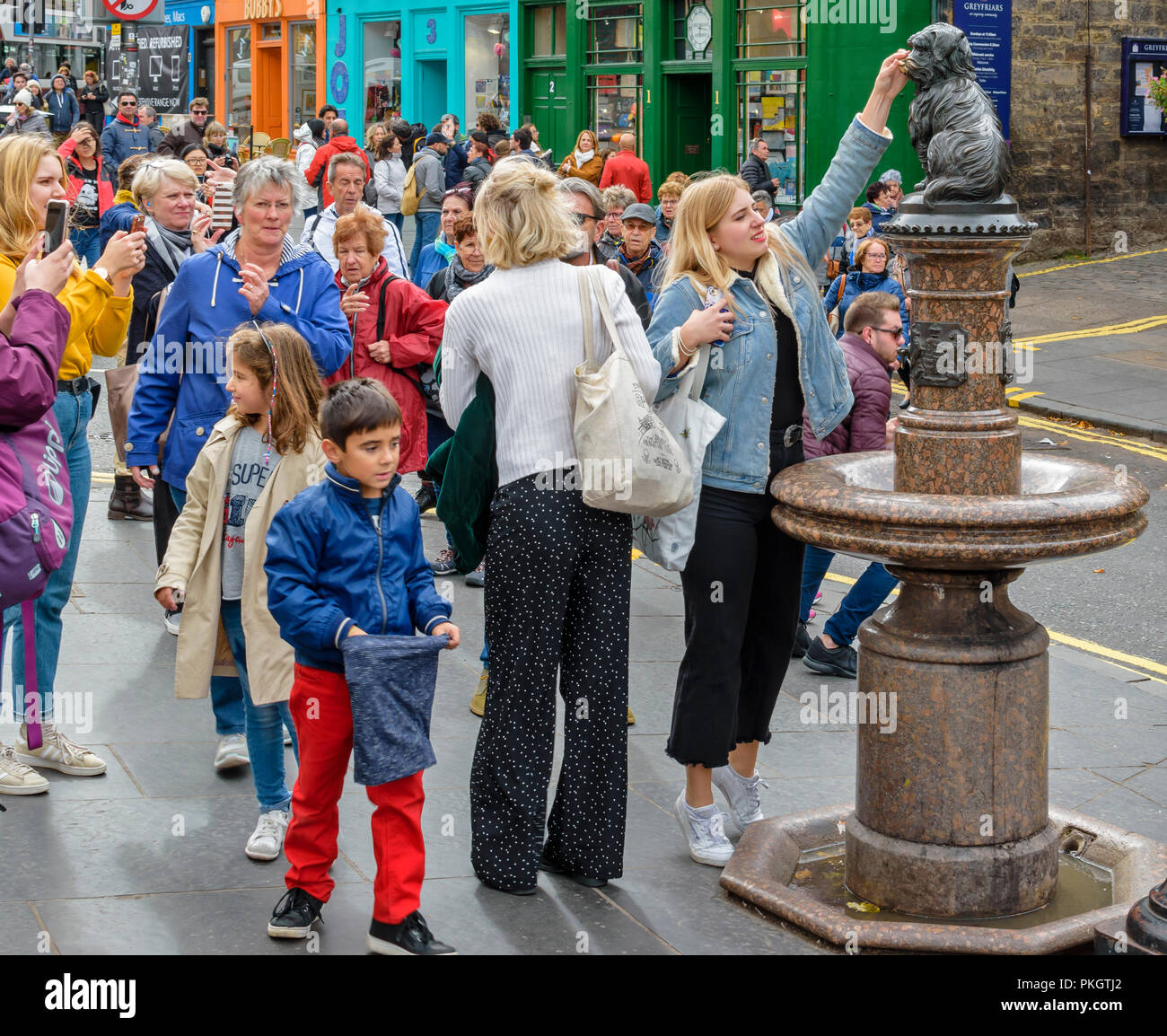 EDINBURGH SCOTLAND TOUCHING THE NOSE OF GREYFRIARS BOBBY STATUE FOR ...