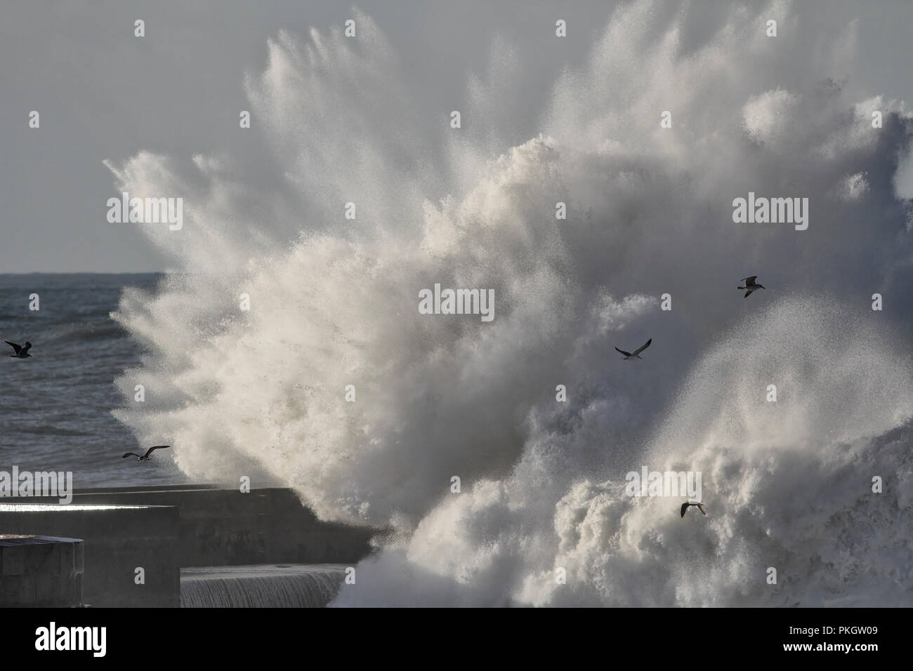Flying over ocean breaking waves hi-res stock photography and images ...