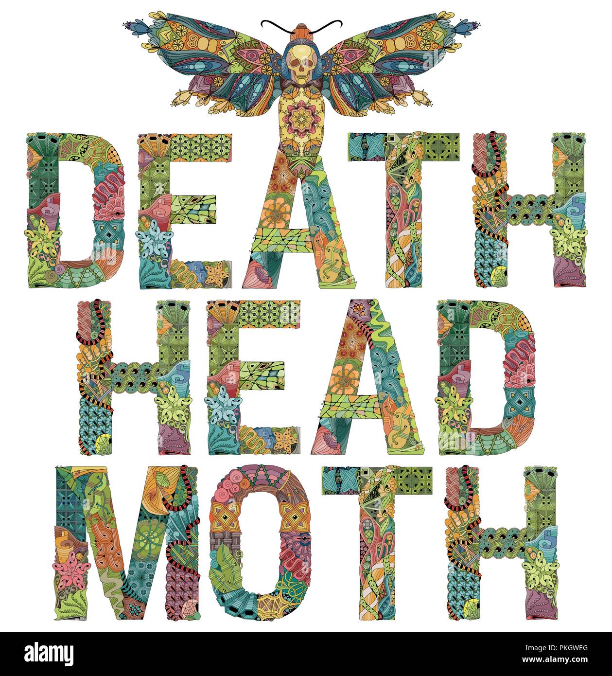 Zentangle stylized butterfly Death Head Moth. Hand Drawn lace vector ...