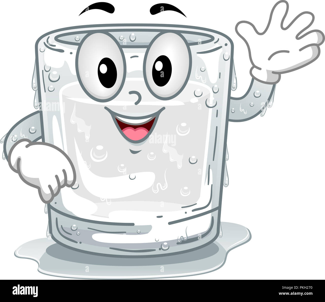 Illustration of an Empty Ice Shot Glass Mascot Waving Stock Photo - Alamy