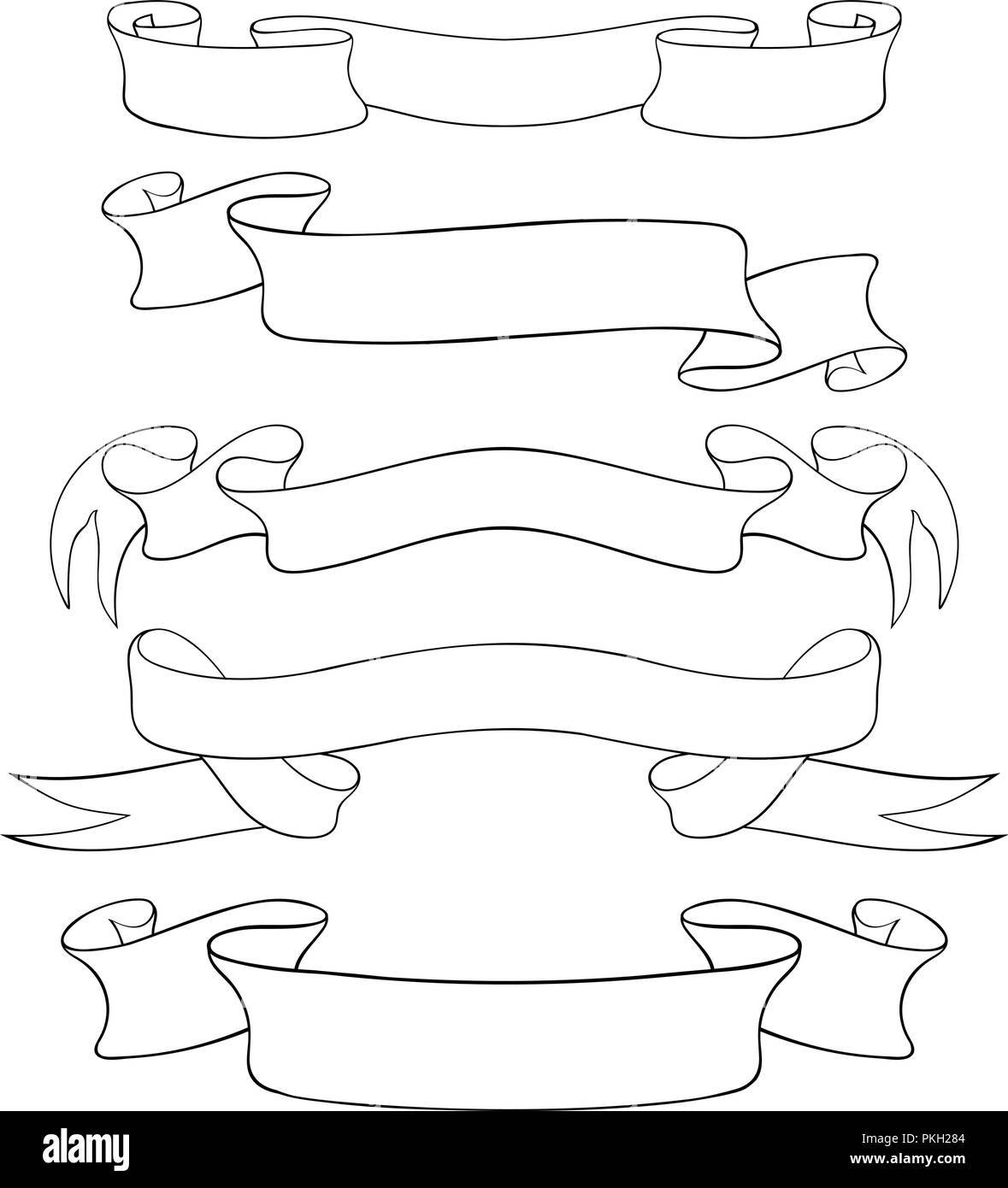Paper scrolls. Outline set of illustrations Stock Vector Image & Art ...