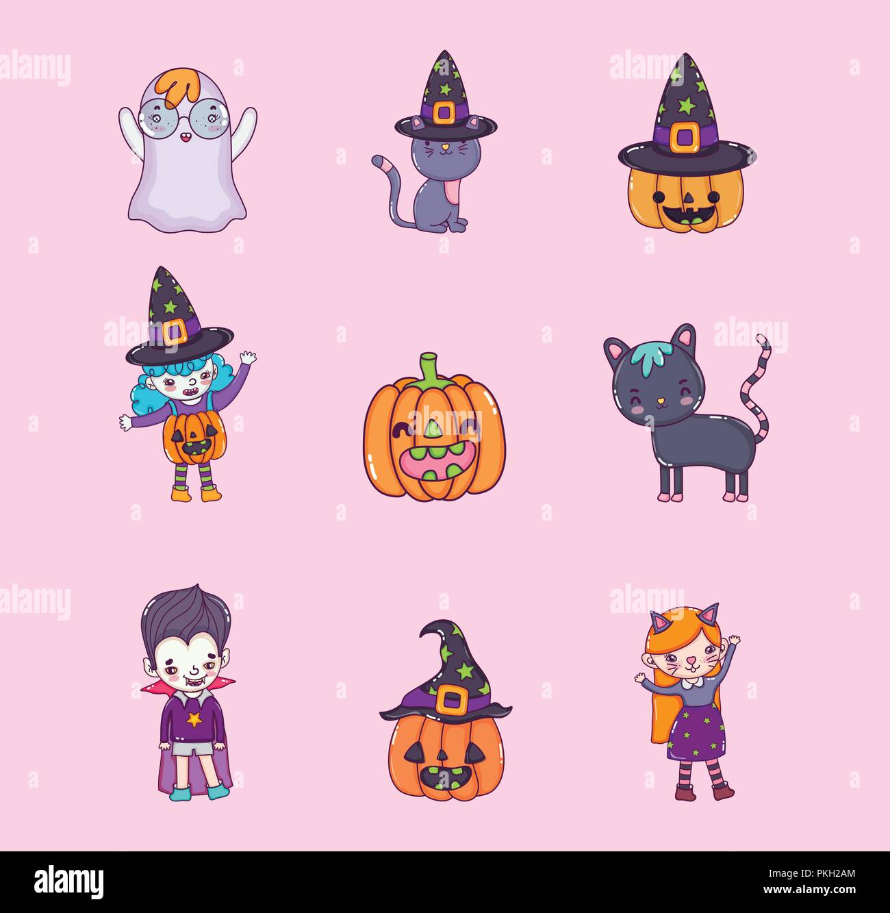 Set of halloween cartoons Stock Vector Image & Art - Alamy