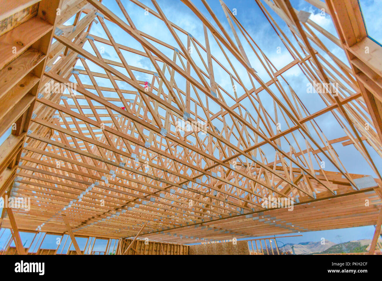 Construction of rooftop of a building looking up Stock Photo - Alamy