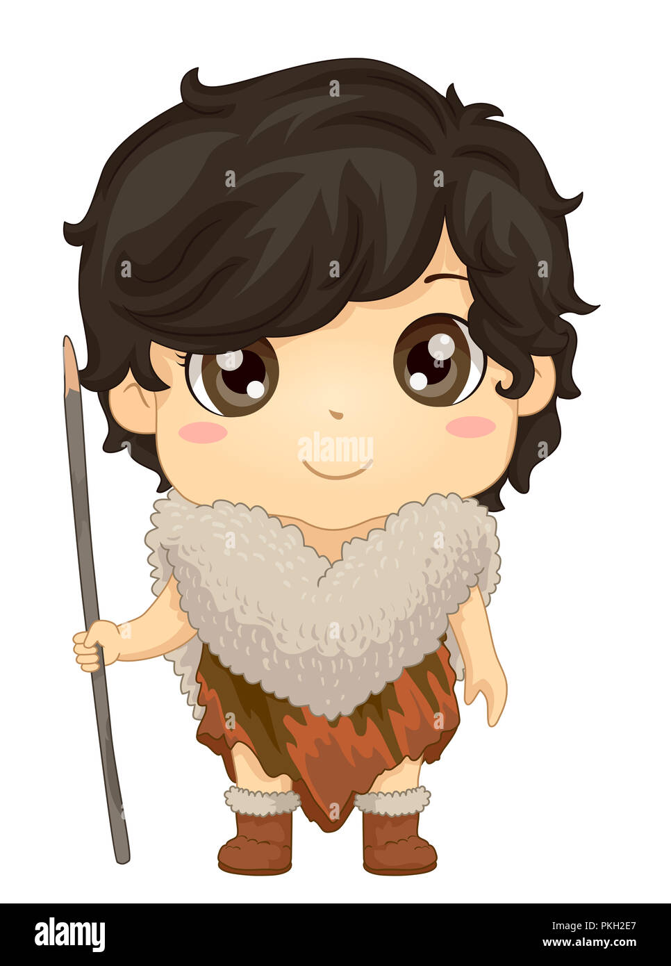 Illustration of a Kid Boy Wearing Ice Age Tribe Costume and Stick Stock ...