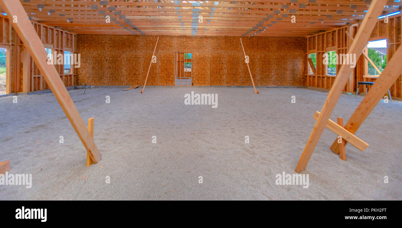 Construction project interior of building pano Stock Photo - Alamy