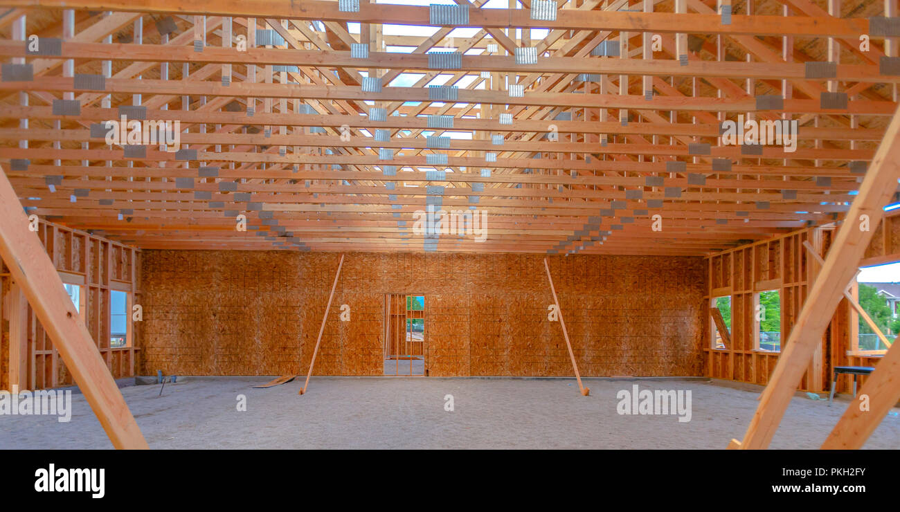 Construction project interior of building panorama Stock Photo - Alamy