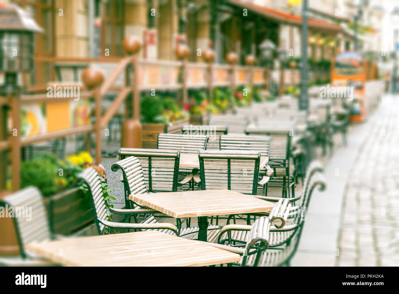 Table of a street cafe in a European city Stock Photo - Alamy
