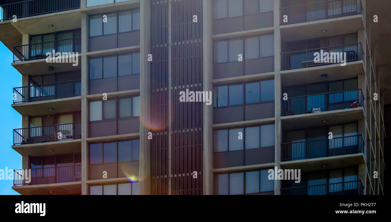 Facade of a high rise building with balconies Stock Photo - Alamy