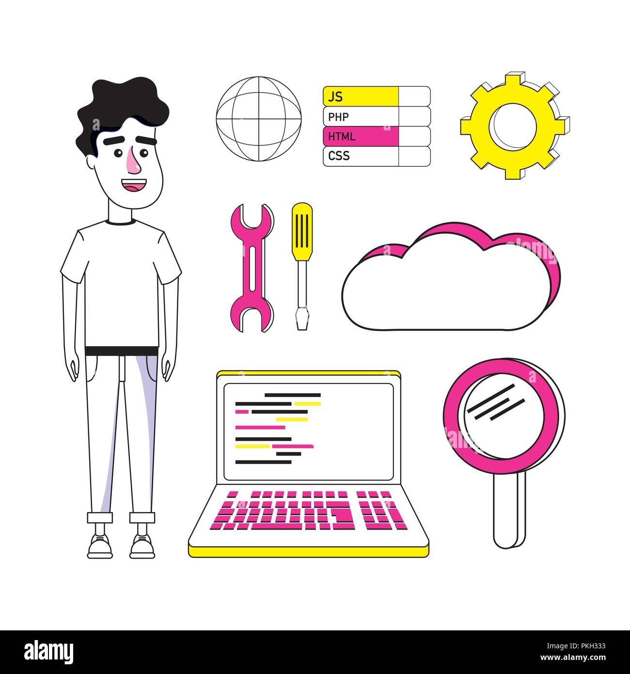 Set of coding cartoons Stock Vector Image & Art - Alamy