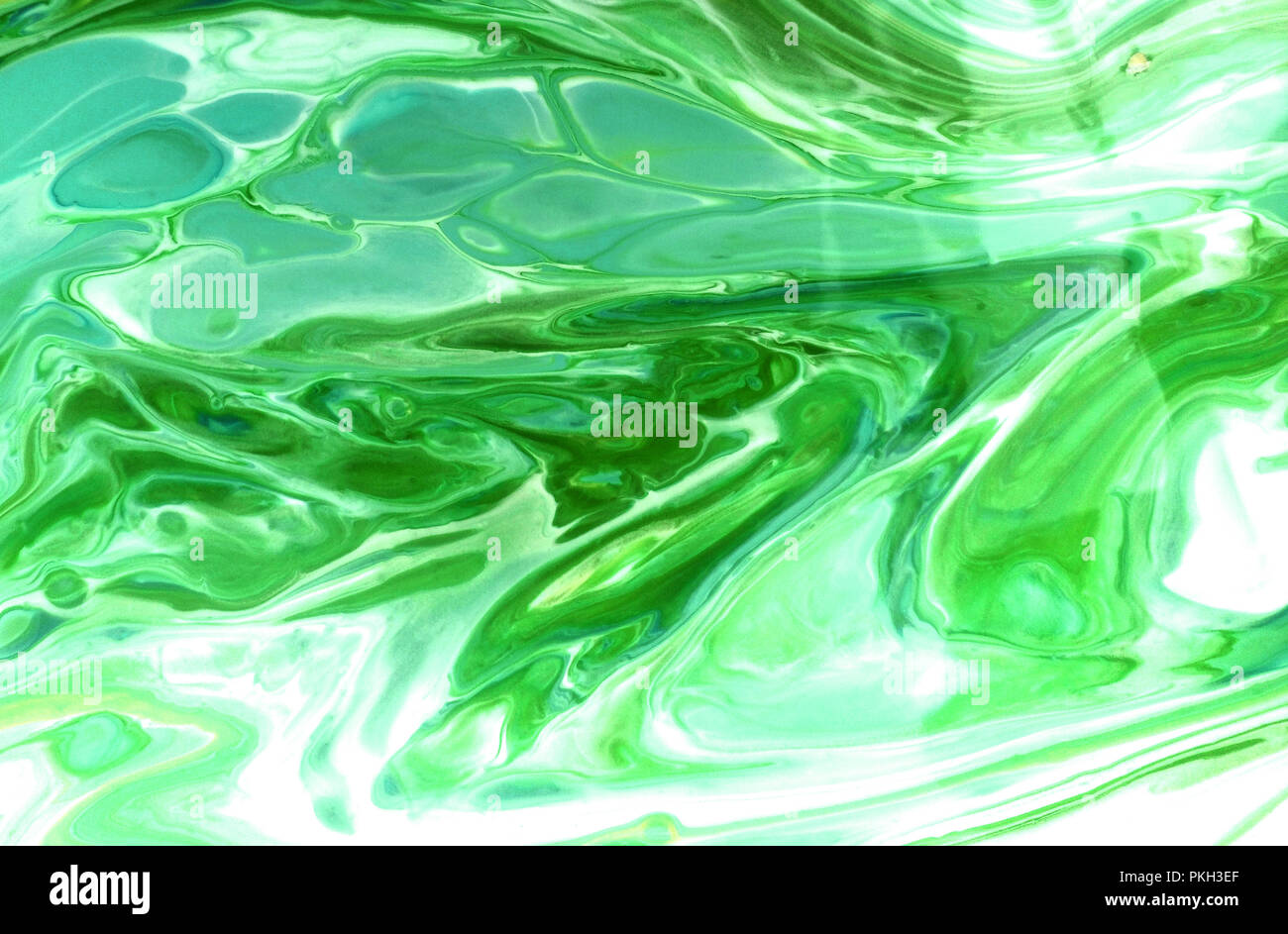 Liquid marbling green paint mix texture. Grunge acrylic paint stains ...