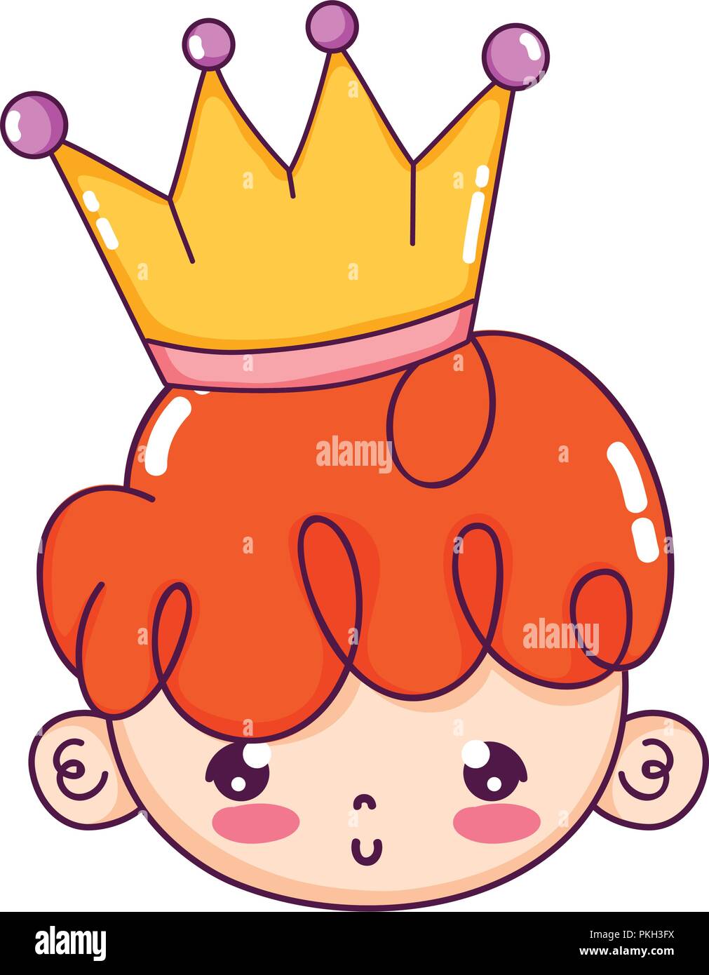 cute boy head with hairstyle and crown vector illustration Stock Vector ...