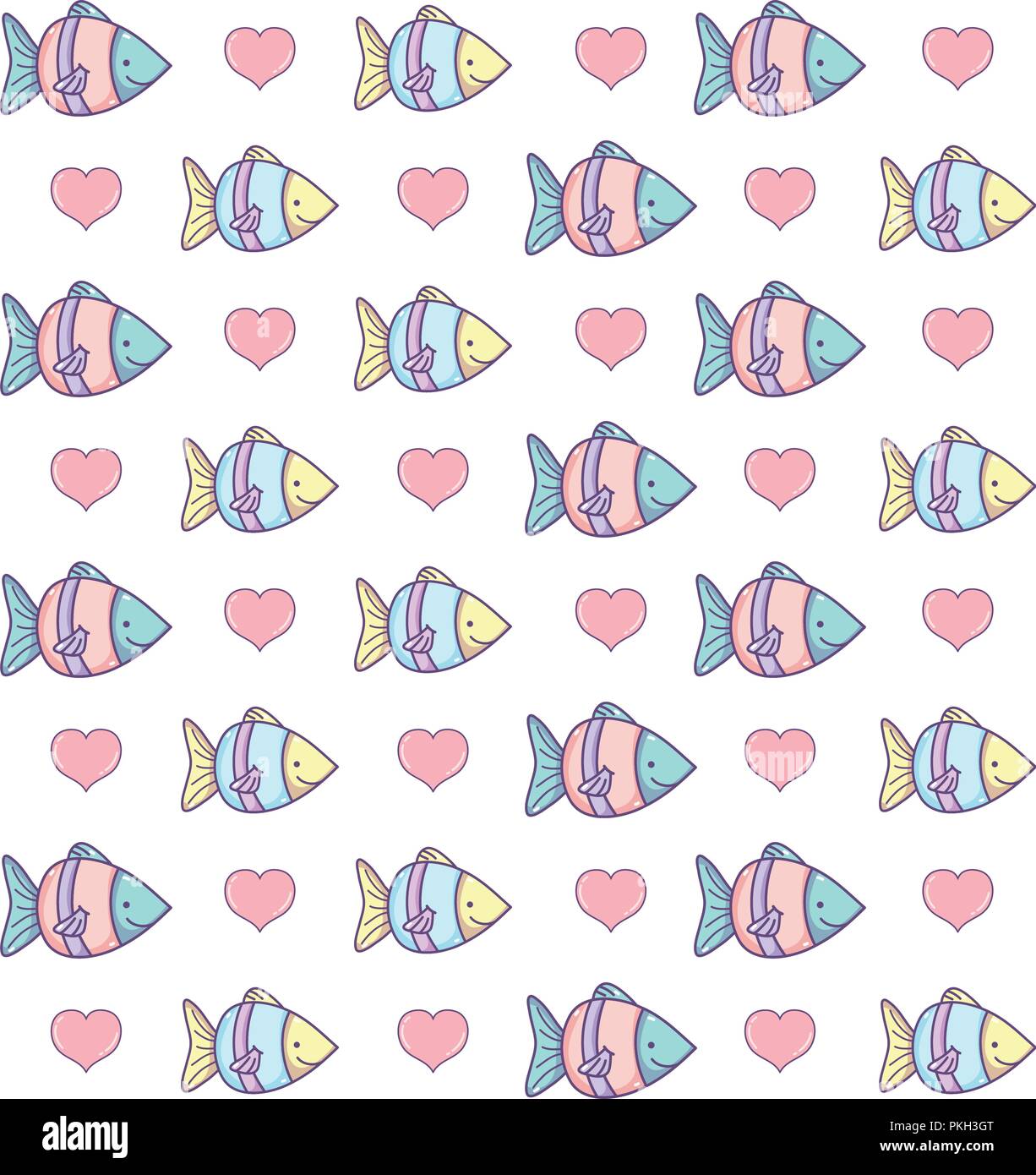 tropical fish animal and heart background vector illustration Stock ...