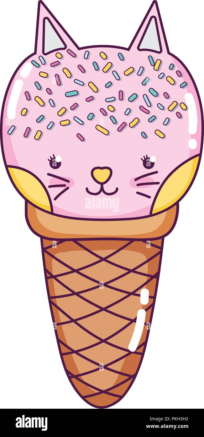 kawaii tasty cat ice cream vector illustration Stock Vector Image & Art ...