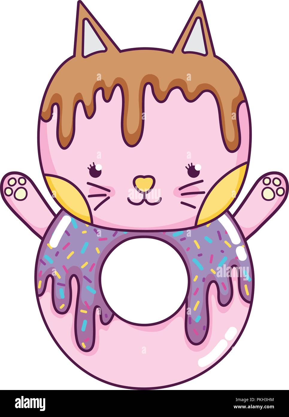kawaii cute cat donut food vector illustration Stock Vector Image & Art ...