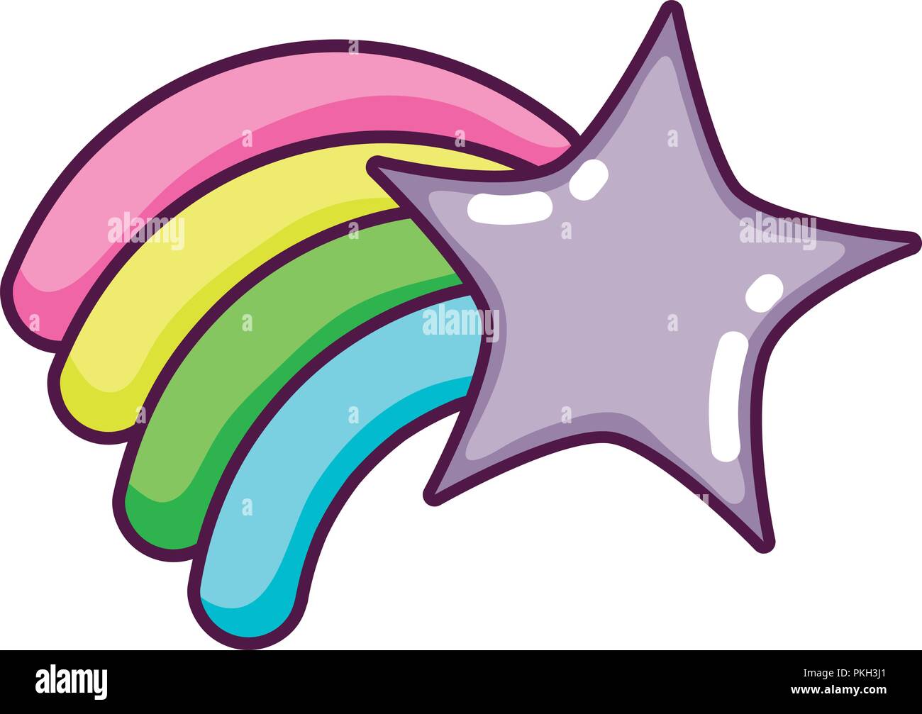 nature shooting star with rainbow style vector illustration Stock ...