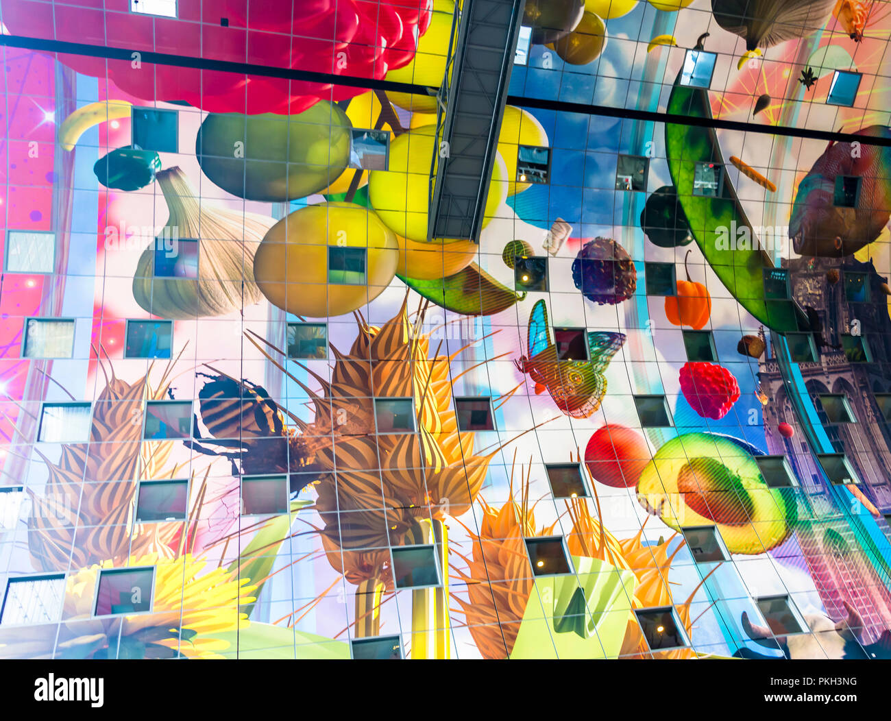 Rotterdam, Netherlands - April 14 2017: Nature floral themed ceiling ...