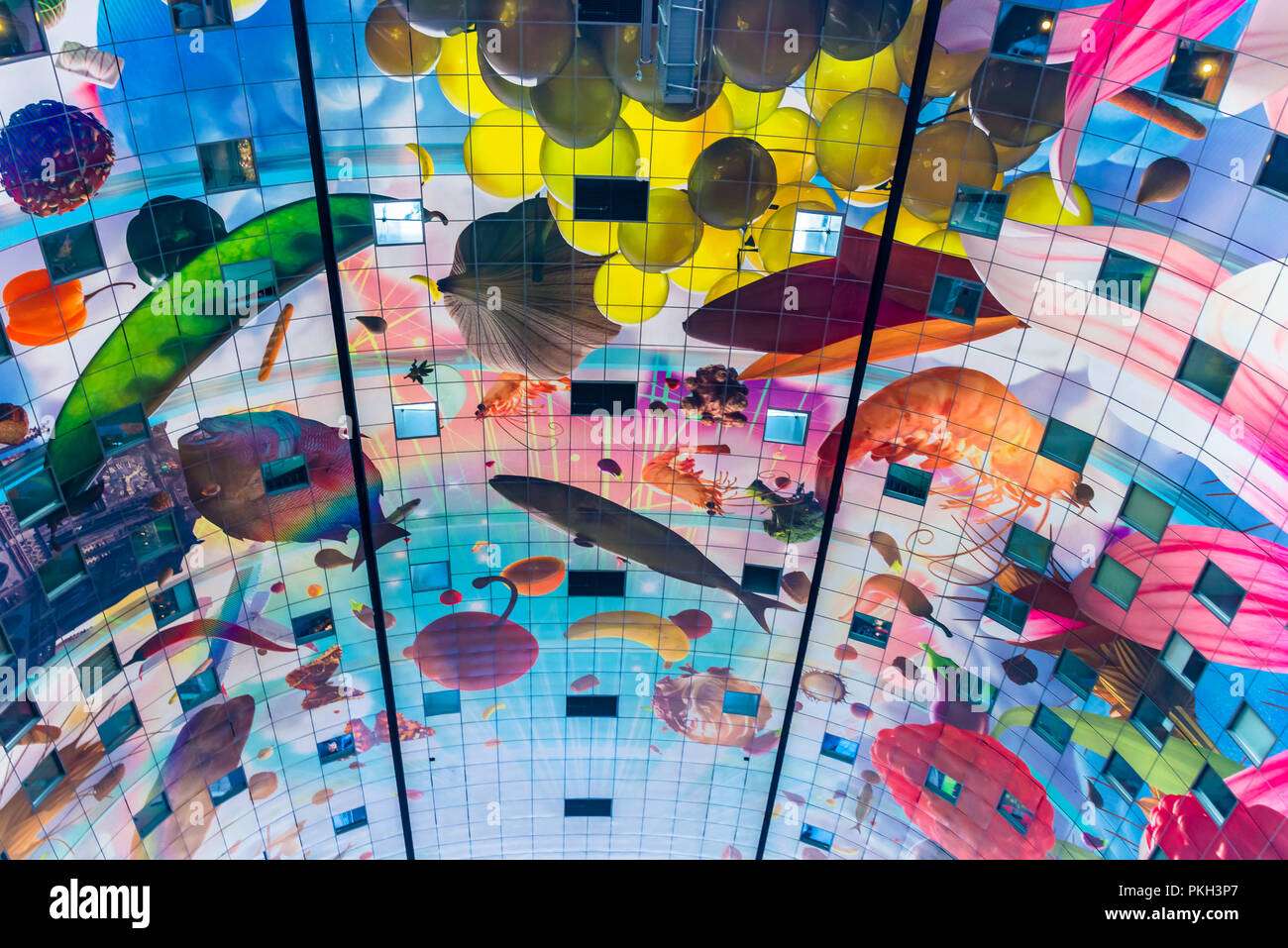 Rotterdam, Netherlands - April 14 2017: Nature floral themed ceiling ...