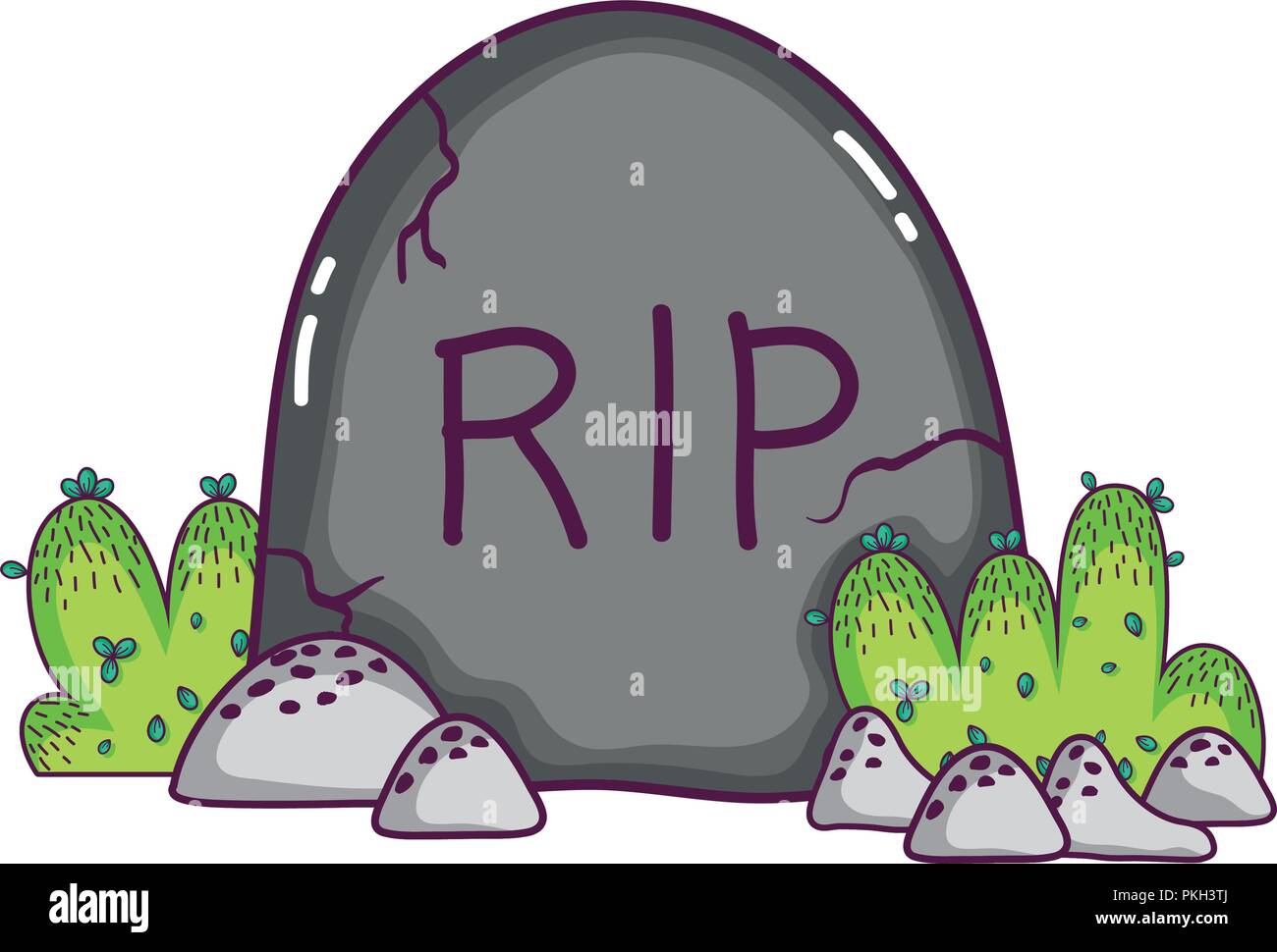 rip stone tablet with bushes and rocks vector illustration Stock Vector ...