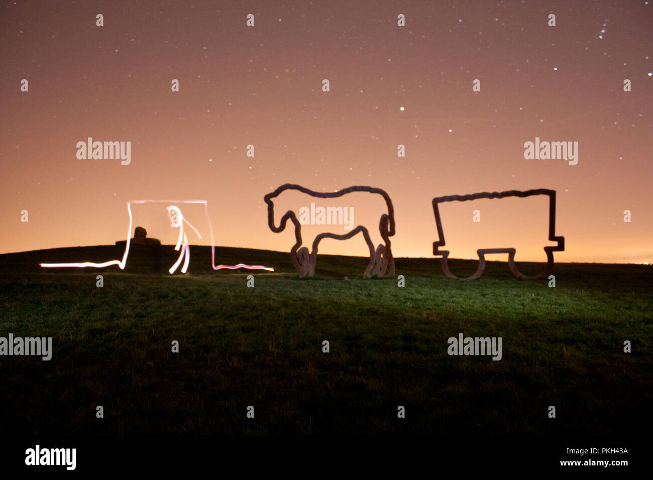 Pit Pony Light Painting Kiveton Park entrance Stock Photo - Alamy