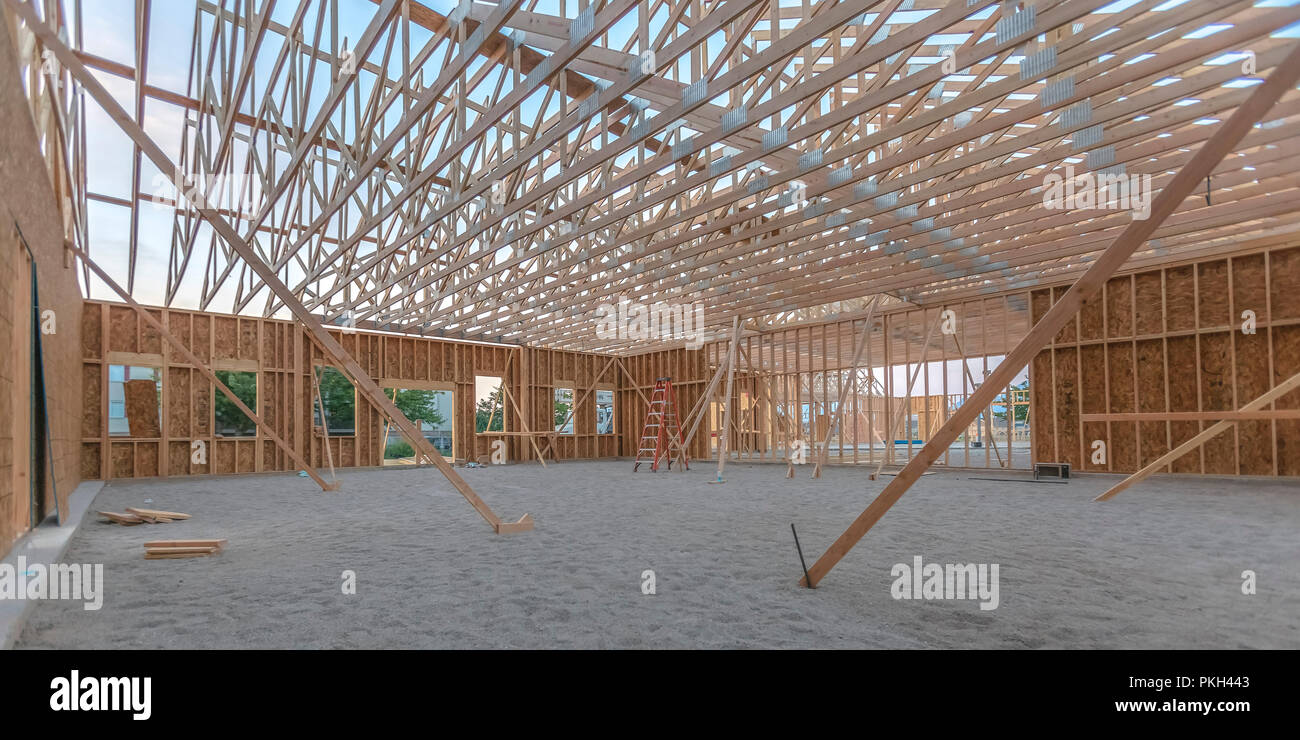 Large room construction with temporary support Stock Photo - Alamy