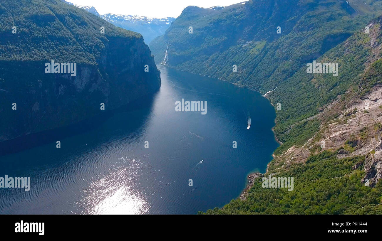 Aerial view of Geiranger fjord, Norway Stock Photo - Alamy