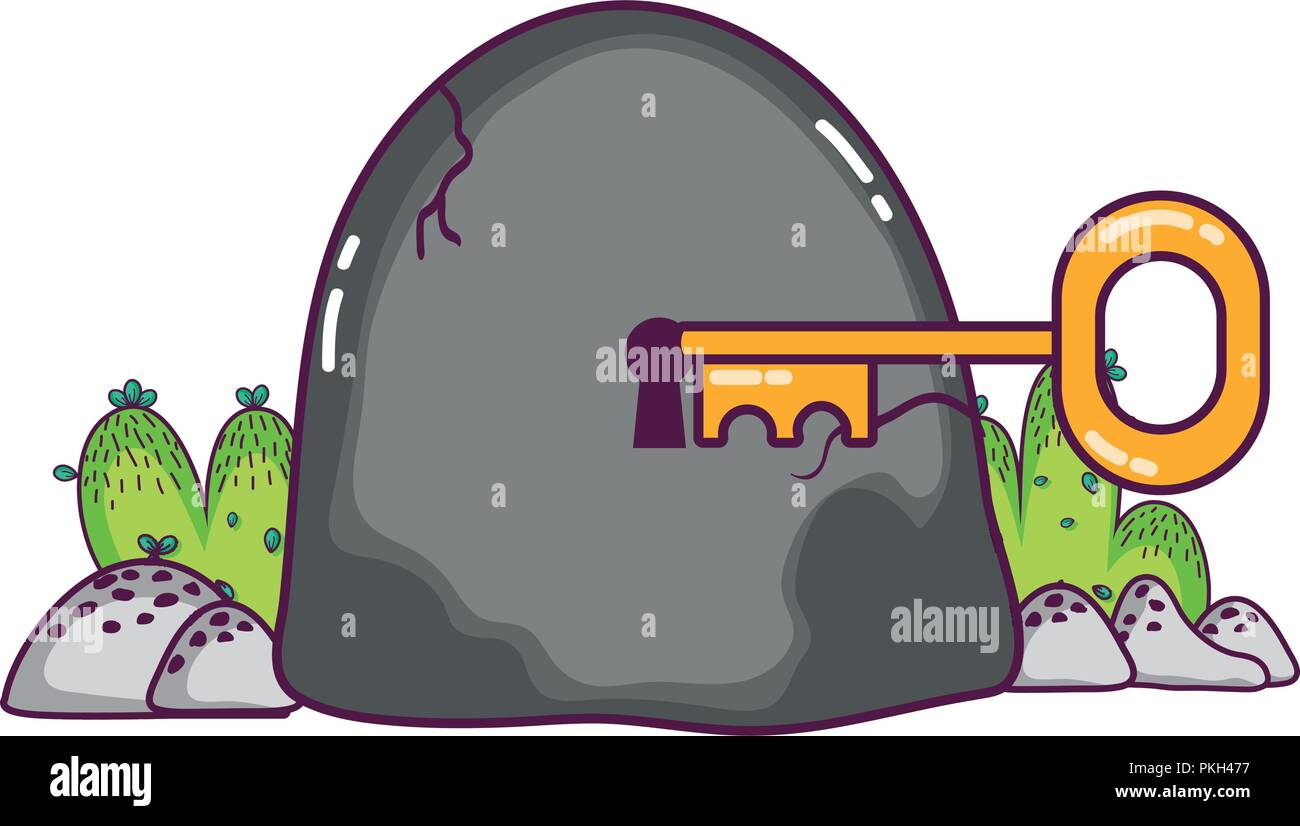 scary stone tablet padlock with key vector illustration Stock Vector ...