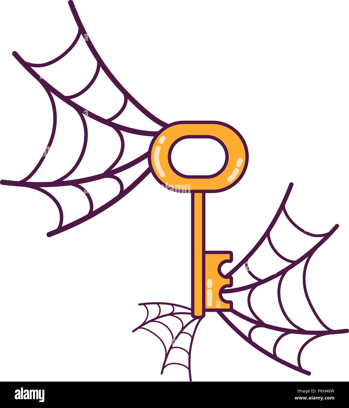 mysterious key object with spiderweb style vector illustration Stock ...