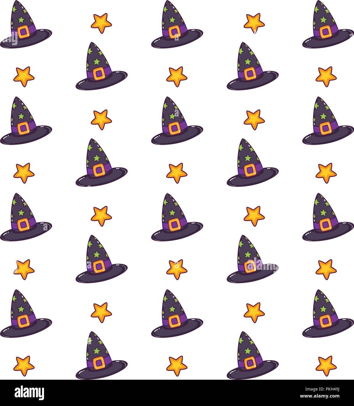 witch hat with ribbon and star background vector illustration Stock ...