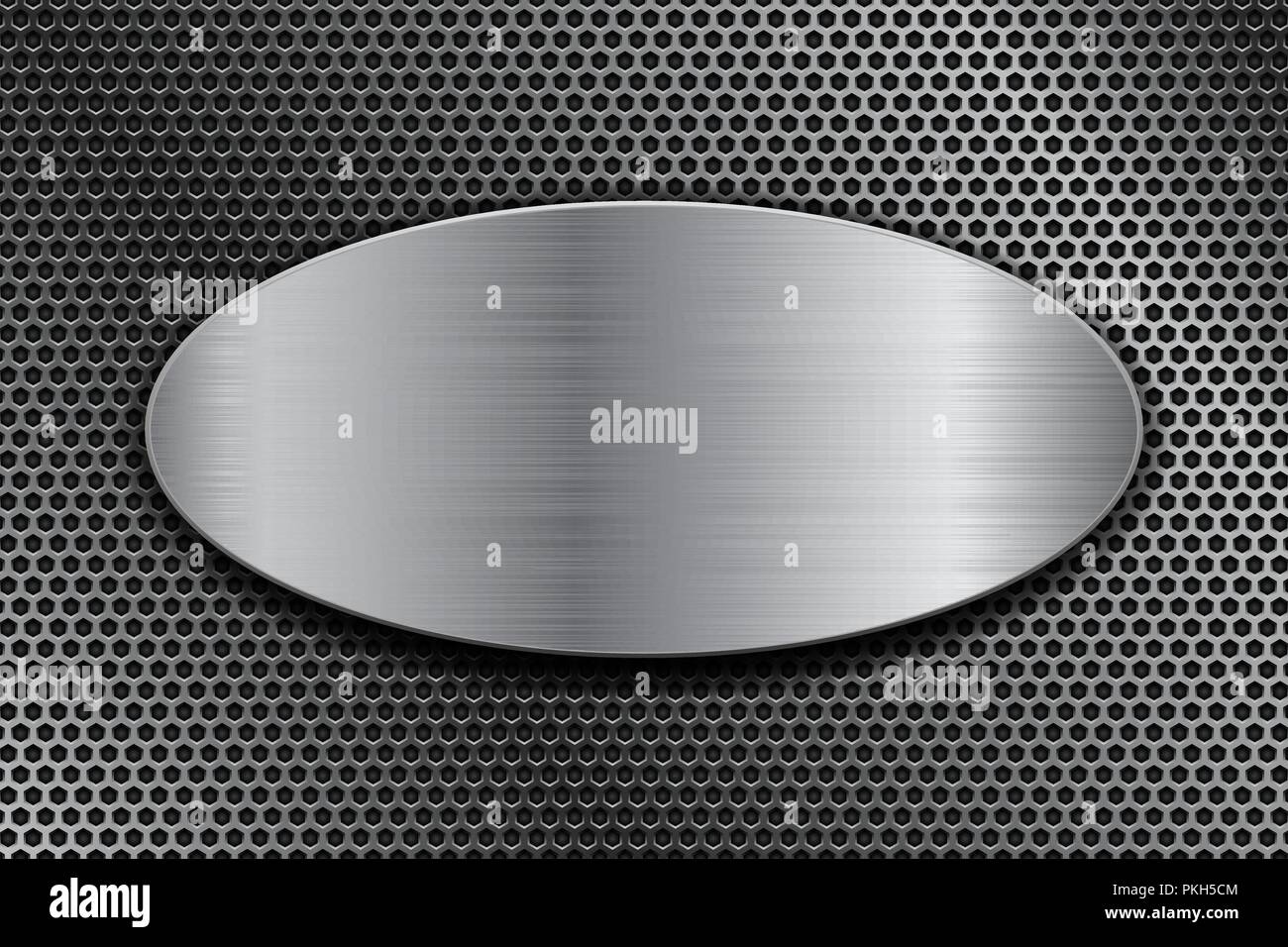 Brushed metal oval plate on perforated background Stock Vector Image ...
