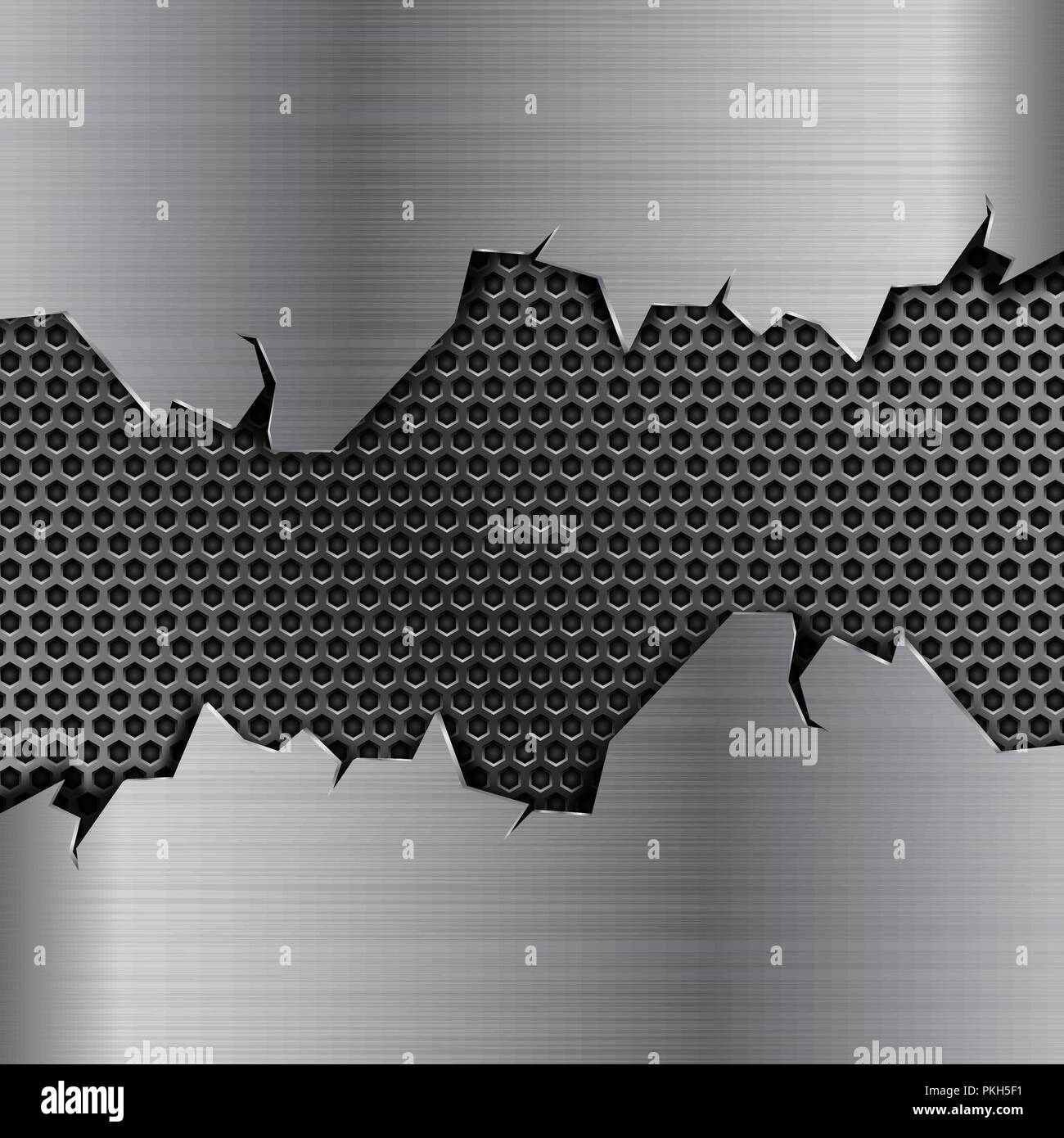 Metal background with torn edges and perforation Stock Vector Image ...
