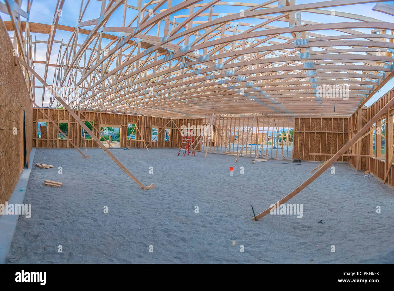Newly constructed building late in the day Stock Photo - Alamy