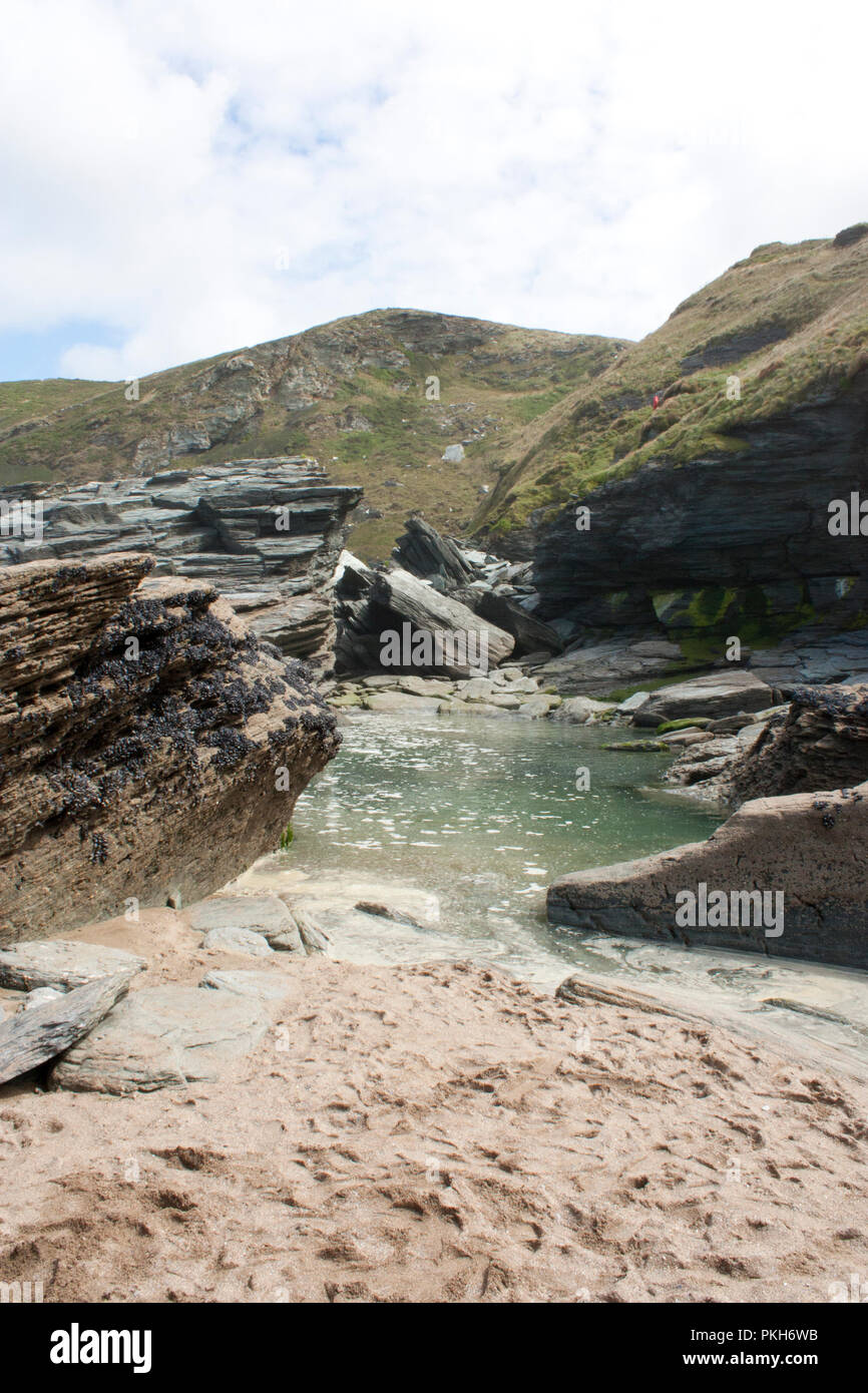Trebarwith Strand portrait Stock Photo - Alamy