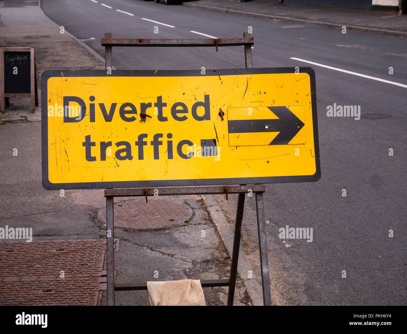 Diverted traffic sign hi-res stock photography and images - Alamy