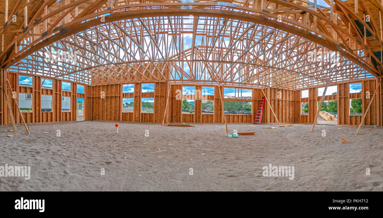 Panorama construction zone interior pano Stock Photo - Alamy