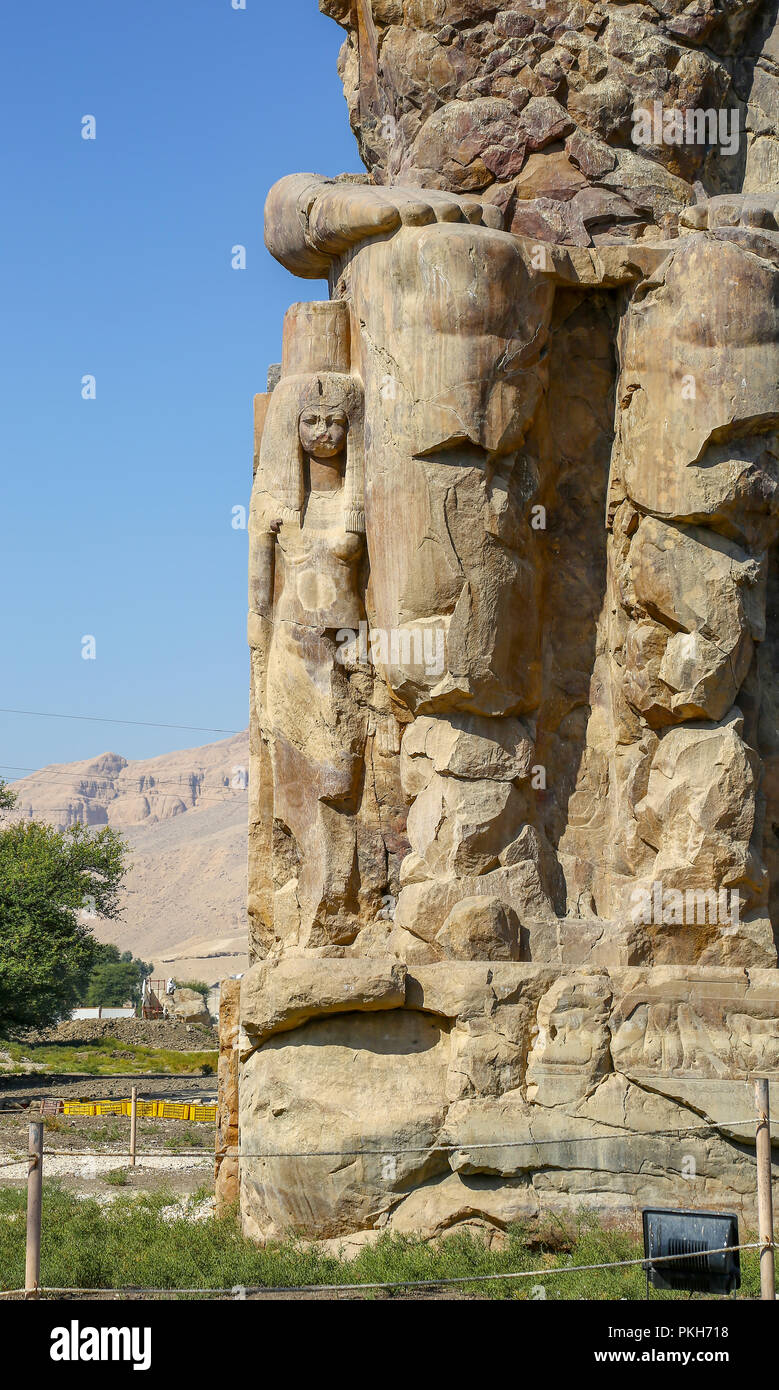 The Colossi of Memnon, two massive stone statues of the Pharaoh ...