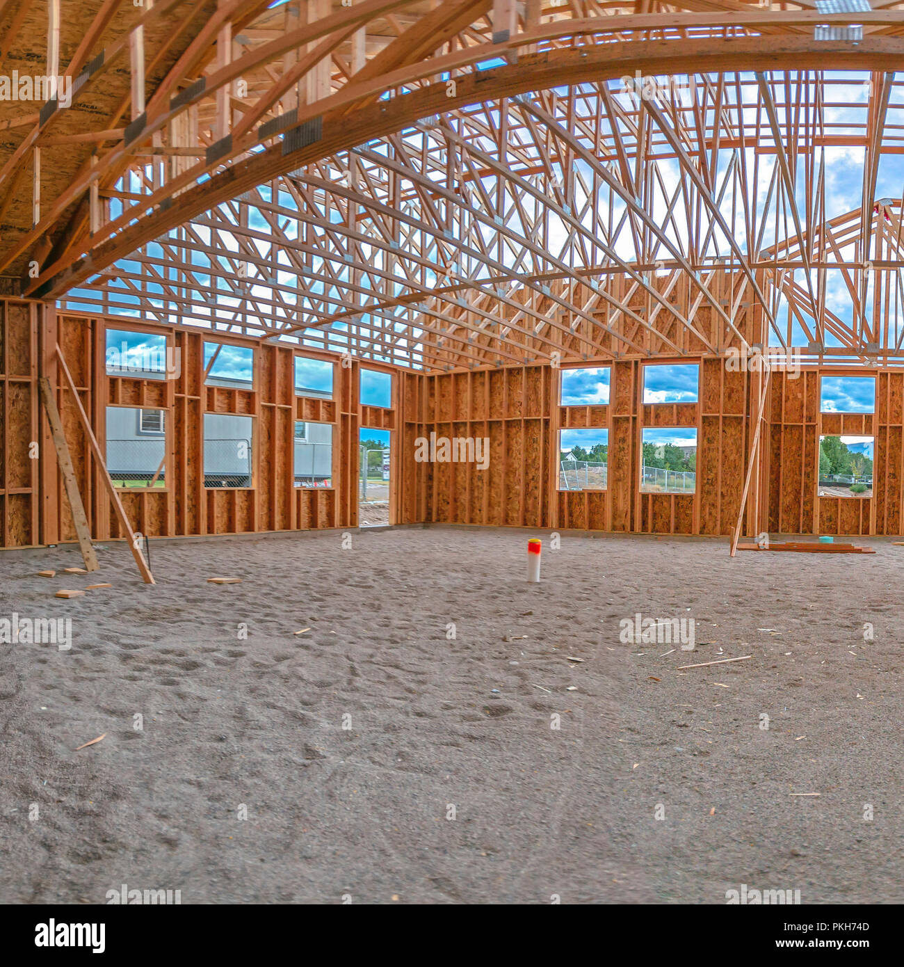 Panorama of construction zone interior square Stock Photo - Alamy