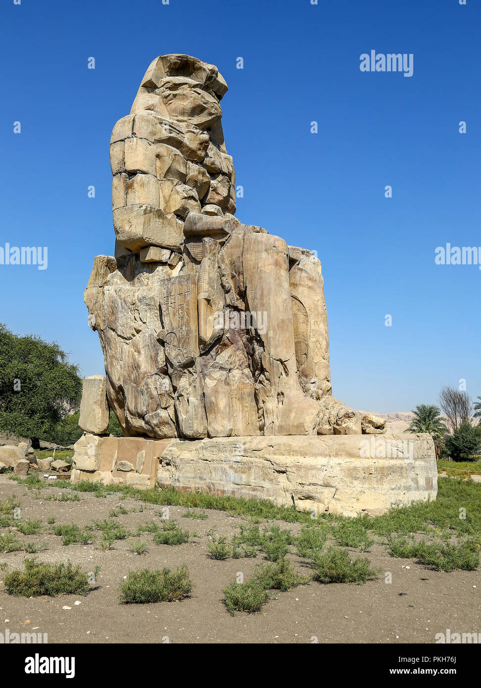 The Colossi of Memnon, two massive stone statues of the Pharaoh ...